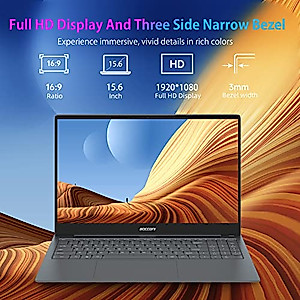 BOCCONI LeadBook T6 Laptop | 15.6" Full HD 1920x1080 IPS Display | Intel Celeron N3450 Quad-Core | 6GB DDR3 | 128GB SSD | AC WiFi | Mini HDMI | Windows 10 Home
