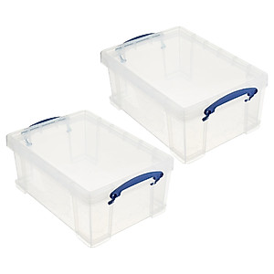 Really Useful Box 9 Liter Plastic Storage Bins with Lids and Clip Lock Handles for Home or Office Organization and Storage (2 Pack)