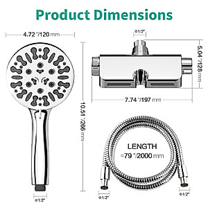 HEROBAI Filtered Shower Head with Handheld Combo, Hard Water Filter Shower Head with 9 Shower Modes, Dual Shower Heads High Pressure, Shower Filters to Remove Chlorine and Fluoride (Chrome)