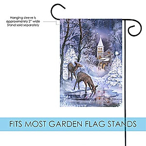 Toland Home Garden 119722 Frozen Fawns Winter Flag 12x18 Inch Double Sided Winter Garden Flag for Outdoor House Flag Yard Decoration