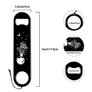 CREATCABIN 7" Funny Bottle Opener Mushroom Moon Star Flat Speed Openers Stainless Steel Heavy Duty For Bar Pub Beer Bartenders Home Kitchen Father's Day Valentine Birthday Gifts Easy To Use, Black