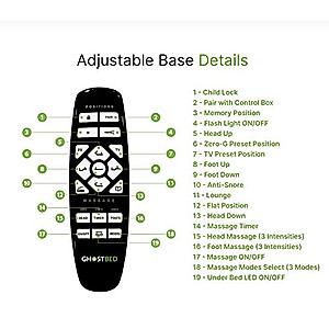 GhostBed Custom Adjustable Power Base Luxe 13" Cooling Gel Memory Foam Mattress (Split King)