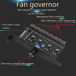 SinLoon PC 8 Channels Fan Hub Knob Cooling Fan Speed Controller for CPU Case HDD VGA PWM Fan PCI Bracket 12V Fan Control- SATA Interface Power Supply (SATA 1Knob)