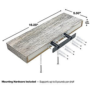 Sorbus Floating Shelves for Wall - 2 Pack Coastal Beach Wall Decor for Bedroom, Bathroom, Nursery, Living Room, Office, Home & Kitchen - White Rustic Wood Hanging Wall Shelf for Books, Frames, Trophy