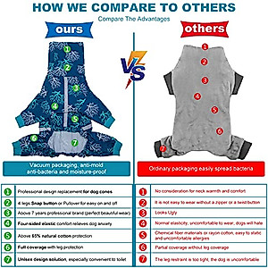 LovinPet Boxer Dogs Onesie Pajamas - UV Protection&Wound Care, Anxiety Relief, Lightweight Stretchy Fabric, Reflective Stripe, Coral Tree Print, Post Surgery Clothes, Pet PJ's/Medium