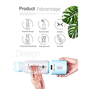 MEET JUICE Portable Personal Size Blender Mini Blender Large Capacity with 6 Blade Wireless Blender Making Shakes and Smoothies