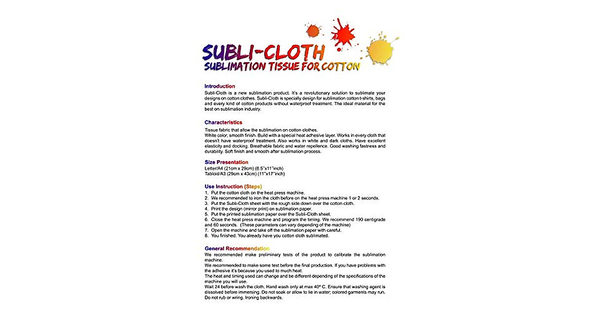 Subli-Cloth Matte Finish Fabric Sheets for Sublimation