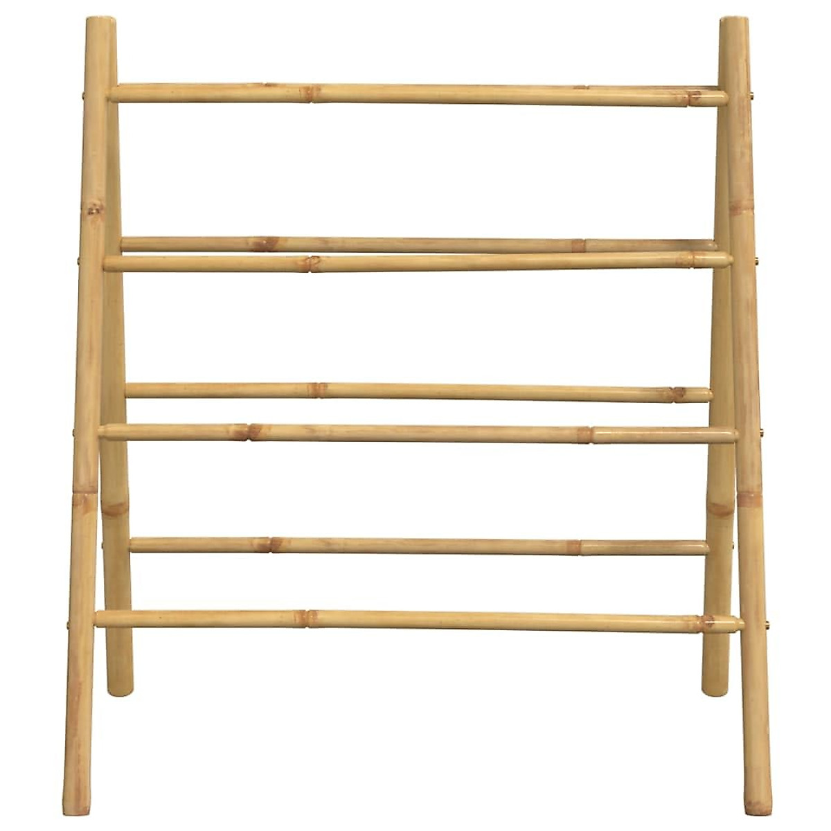 vidaXL Double Bamboo Towel Ladder with 4 Rungs - Freestanding Bathroom Storage Rack - Water-Resistant Design - Easy to Clean