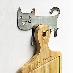 DPOWERFUL 3 Pcs Towel Hook Self-Adhesive Bath Robe Hook 2 Hooks Creative Cat Deco Wall Hooks Stainless Steel Towel Rack Coat Hooks for Bathroom Kitchen