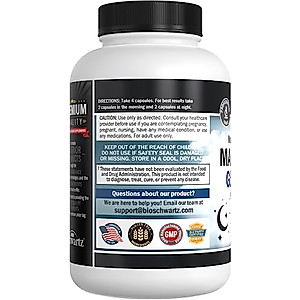 Magnesium Glycinate 500mg Capsules (120 Mini Caps) Maximum Absorption Magnesium Supplement for Nerves Muscles Heart Mood and Sleep Support (Vegan Safe with No Gluten, Soy or GMOs) by BioSchwartz