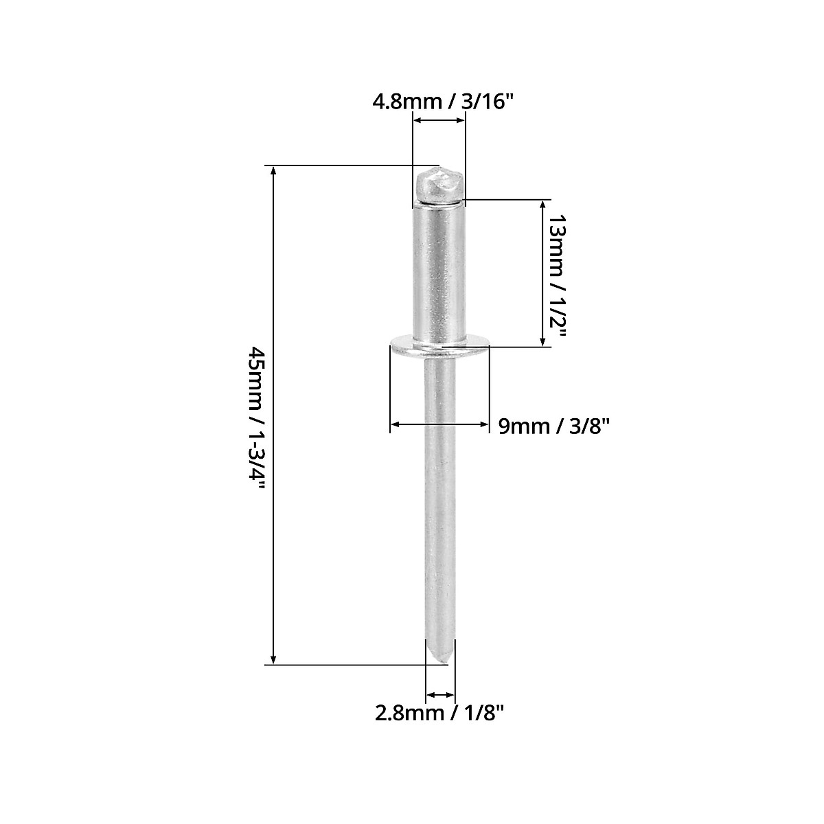 QWORK Stainless Steel Blind Rivets, 500 Pcs 3/16" x 1/2" Rivets