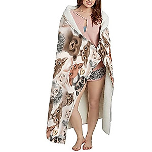 JASMODER Squirrel Bear Fox Cute Forest Animals Throw Blanket Warm Ultra-Soft Micro Fleece Blanket for Bed Couch Living Room