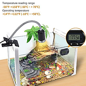 LEDBOKLI Reptile Heat Lamp Holder with Thermometer, 2 Heat Lamp Bulbs for Reptiles 25W 50W 110V UVA UVB Heat Lamp for Reptiles Replacement E26 Heat Lamp Bulbs for Reptiles Turtle Lizard Snakes Chicken