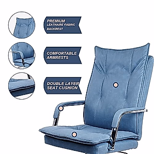 CLATINA Ergonomic Office Chair,High Back Computer Desk Chair with Armrest PU Leather Fabric Double Padded Cushion Adjustable Height Swivel Office Home (Blue)