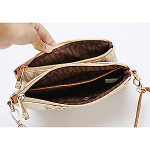 MKF Crossbody Bag for Women, Wristlet Strap – PU Leather Shoulder Handbag – Small Pocketbook Messenger Purse Red