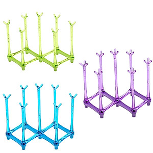 DD-life 3 Pcs Drying Holder Retractable Cup Drying Rack Drinking Glass Holder Stand Plastic Bag Dryer and Mug Tree Cup Stand Tray Holder (1Blue，1Green，1Purple