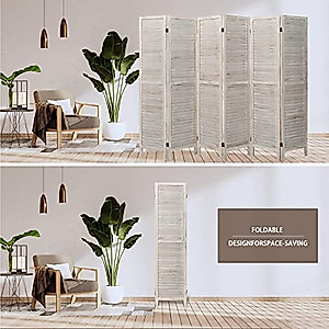 Babion Room Divider 6 Panel, Louver Wood Room Divider, 5.6ft Tall Partition Room Dividers and Folding Privacy Screens, Room Divider Wall, Modern Freestanding Room Divider for Bedroom Office,White