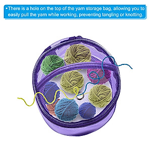 PATIKIL Yarn Storage Bag, 2 Pack Portable Crochet Knitting Bag Case Skein Ball Holder Mesh Organizer Crocheting Tote for Sewing Craft Projects, Purple Green