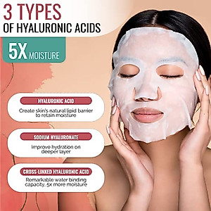 NATURAL Korean Sheet Mask (10 pcs set) made with Premium Tencel, Hydrating Face Masks, Face Sheet Mask, Korean Face Mask Skin Care For Women, Teen, Girls, Mens, Beauty Mask, Spa face Masks for a Youthful K-Beauty Glow