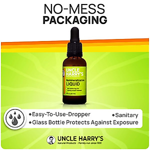 Uncle Harry's Natural & Fluoride-Free Remineralization Liquid for Tooth Enamel - Freshens Breath & Strengthens Teeth (2 Pack, 1 oz.)