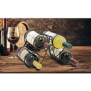 Eternal Living Wine Collection Wine Rack for Countertop | Cabinet Wine Holder Storage Stand Holds 4 Bottles, Metal Black