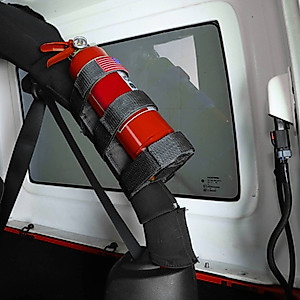 Adjustable Roll Bar Fire Extinguisher Mount Holder 3 lb for Jeep Wrangler Unlimited CJ YJ LJ TJ JK JKU JL JLU 4XE,Black with USA Flag Pattern