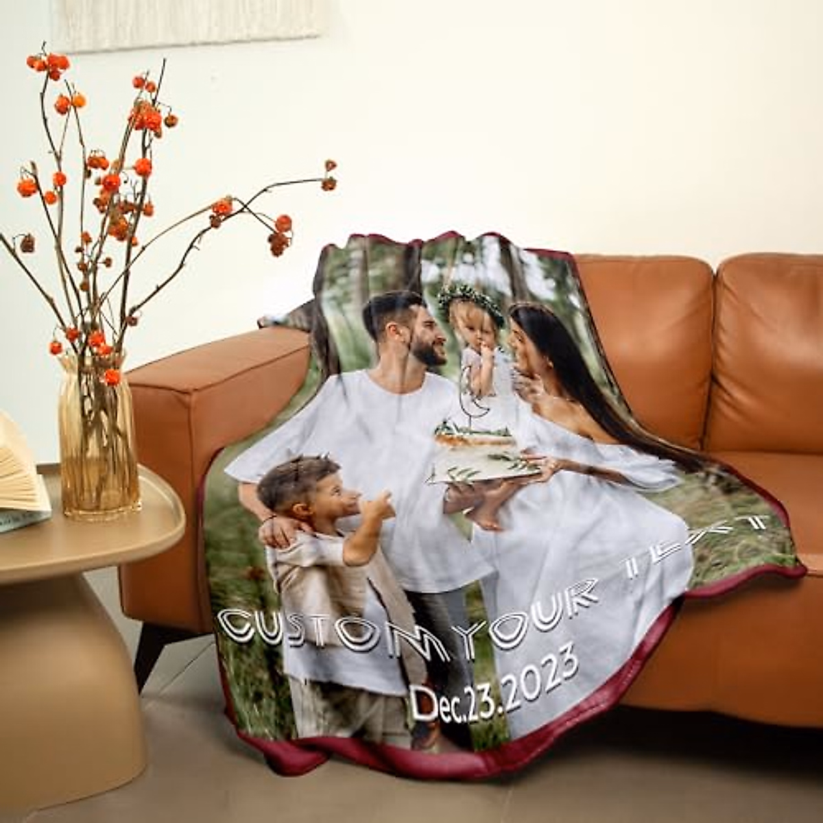 Custom Blanket with Picture/Photo - Personalized Flannel Throw Blanket for Women Men - Customized Blanket for Christmas Valentines Gifts Mom Dad Family Birthday Gifts (Only 1 Photo)
