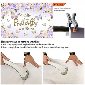 Avezano Butterfly Baby Shower Backdrop for Girl's Purple Floral Pastel Butterflies Baby Shower Background Pink Lilac Purple Gold Butterfly Kisses and Baby Wishes Sprinkle Party Decorations (7x5ft)