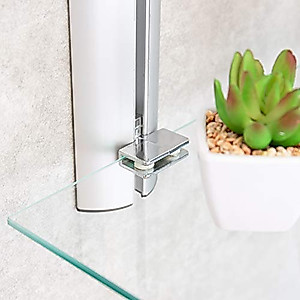 Danya B HA83163 Bathroom Shelving Unit – Decorative Wall-Mount 3-Tier Adjustable Glass Wall Shelves on Aluminum Bars – Bathroom Shelf, Wall Mount Shelf