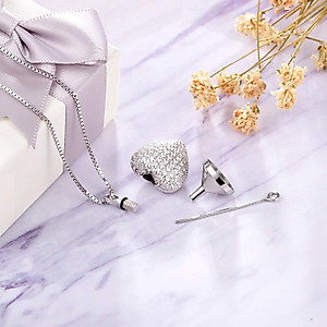 ACJFA Sterling Silver Urn Pendant Jewelry CZ Heart Cremation Necklace for Ashes Keepsake Memorial Jewelry for Women- Forever in My Heart(White)