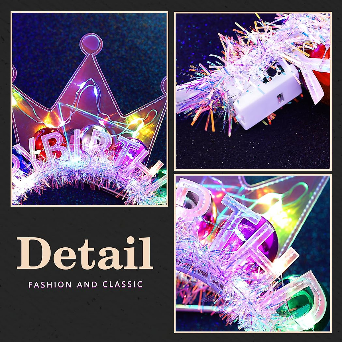 GENBREE Light Up Happy Birthday Headband Birthday Crown Ball Headpiece Party Festival Hair Accessories for Women (Multicolour)