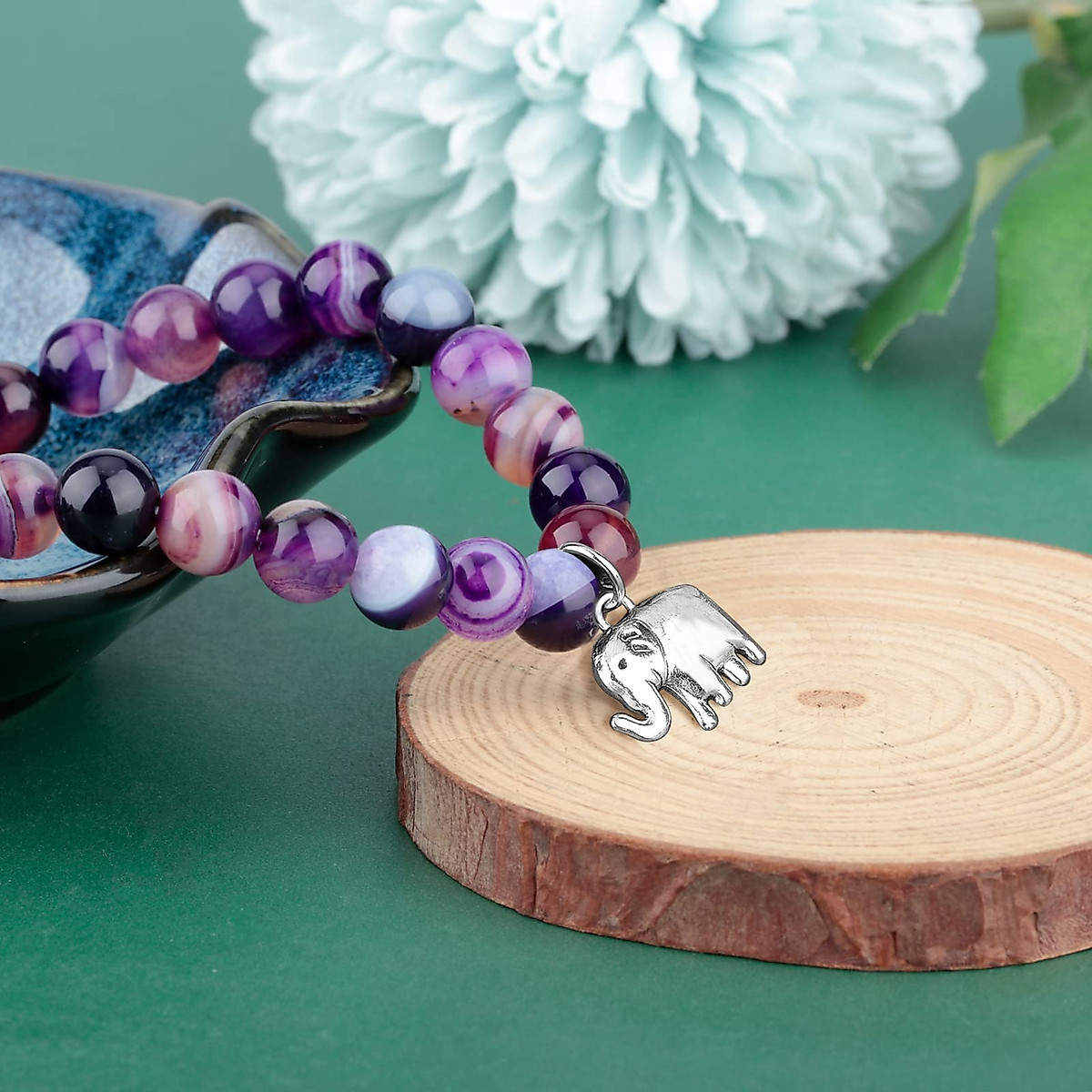 ARHTF Lucky Elephant Bracelet for Women Elephant Gifts Never Forget How Strong You Are Elephant Inspirational Gifts (purple elephant)