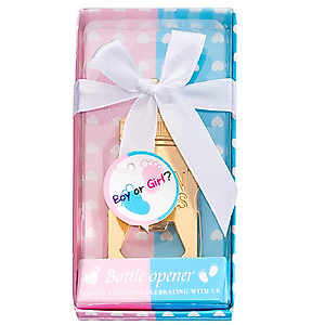 24Pack Baby Bottle Openers for Baby Shower Favors Gifts, Decorations Souvenirs, Poppin Bottles Openers with Gifts Box used for Guests Gender Reveal Party Favors (24, Blue and Pink)