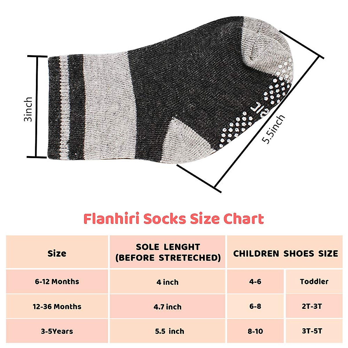 Baby Boy Socks, 12 Pairs Non Slip Toddler Socks Cotton Grip Socks Toddler Socks with Grippers for Baby Boy Infant