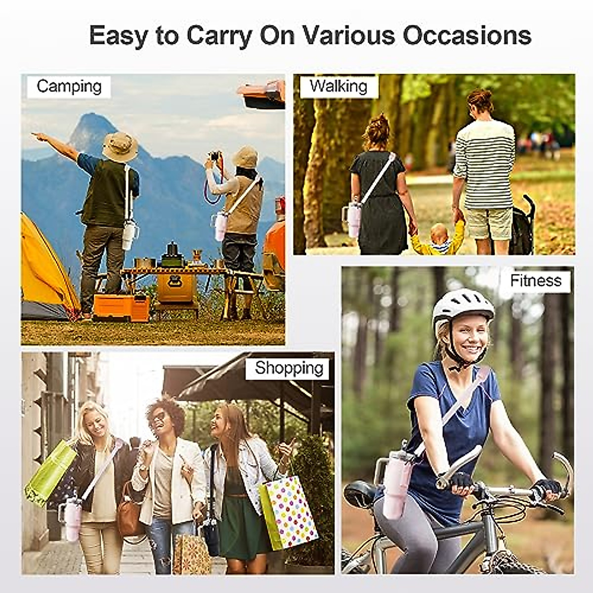 DLJZGC Water Bottle Carrier for Stanley 40 Oz Tumbler with Handle, Stanley Cup Holder with Adjustable Shoulder Strap & Straw Covers, Stanley Cup Bag, Water Bottle Bag for Hiking Travelling