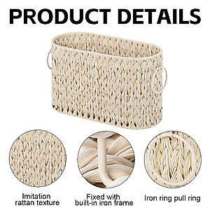 Airsnigi Toilet Paper Storage, 2 Pack Toilet Paper Basket for Bathroom Storage Wicker Toilet Paper Holder for 6 Mega Rolls Waterproof Wicker Bathroom Storage Basket, White
