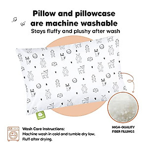 KeaBabies Toddler Pillow with Pillowcase and Toddler Pillowcase for 13X18 Pillow - 13X18 Soft Organic Cotton Toddler Pillows for Sleeping - Organic Toddler Pillow Case for Boy, Kids