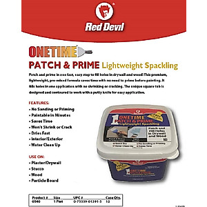 Red Devil 0540 ONETIME Patch & Prime Lightweight Spackling, Pack of 1, White