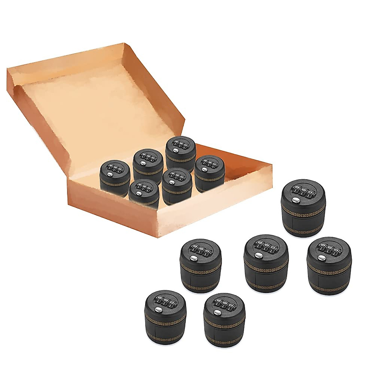 Loboo Idea 12 Pack Wine Bottle Lock, Combination Password Code Lock Wine Cap Digital Lock For Wine & Liquor Bottle Wine Whiskey Bottle.the Diameter Of The Bottle Mouth Should Be Between 26mm To 28mm