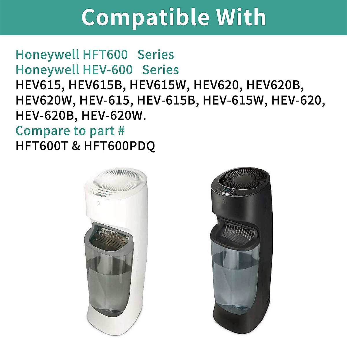 SUNRRA HFT600 for Honeywell HFT600, HEV615, HEV620, Part# HFT600T and HFT600PDQ, Long-Last & Sturdy, 6 Packs