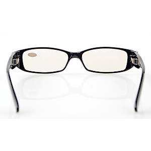 Computer Glasses with Crystals for Women Reading Blue Light Filter Eyeglasses(Black) without Strength