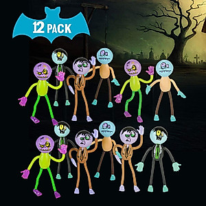 Kicko Bendable Zombies - Pack of 12 Assorted Mini Stretchy Monster Action Figures for Kids and Adults - Perfect for Scary Toys, Zombie Decorations, Zombie Birthday Party Supplies