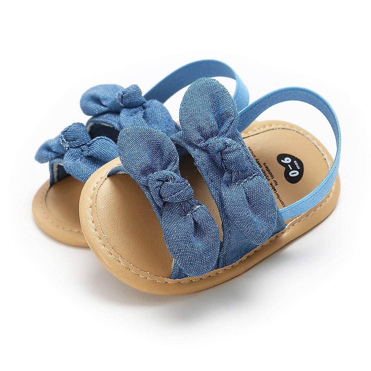Infant Baby Girls Sandals, Premium Soft Rubber Sole Anti-Slip Summer Toddler Flats First Walkers Shoes Blue