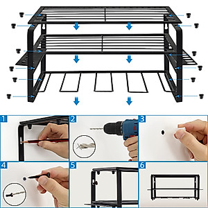 MASTLU Tools Storage Organizer,Wall Mounted Power tool,Drill Holder, Storage Rack, Utility Racks,Garage Storage,Heavy Floating Duty Metal Organizer,Warehouse DIY Work Station Black