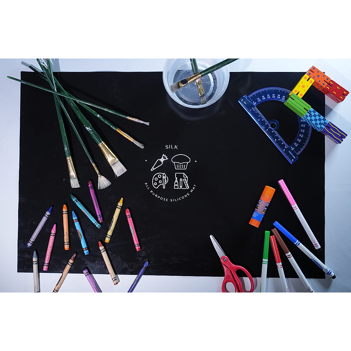 all-purpose Silicone Mat, Silicone Baking Mat, Silicone heat resistant Mat, Waterproof Mat, Arts and Crafts mat, Counter top mat, Easy to clean mat (Jet Black)