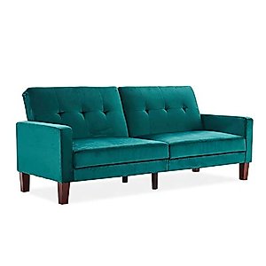 LTT Futon Sofa Bed, Futon Couch, Folding Sofa Bed Dual-Purpose Multi-Functional Sofa Bed Upholstery Fabric Living Room Sofa （Teal）