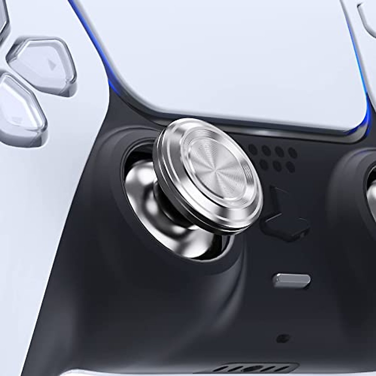 eXtremeRate Custom Silver Metal Thumbsticks for PS5 Controller, Replacement Aluminum Analog Stick Joystick for PS4 Controller - Controller NOT Included