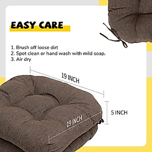 RACLVAY Outdoor Chair Cushions, Outdoor Cushions, Patio Chair Cushions, Indoor Full-Length Ties for Non-Slip Support, Premium Comfortable Thick Fiber, Set of 2 (Brown, 19 x19 Inch)