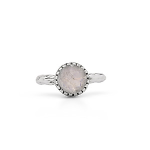 Koral Jewelry Moonstone Round Stone Ring 925 Sterling Silver Vintage Gipsy Boho Chic US Size 5 6 7 8 9 (7)