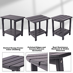 WORLDEEP Square Outdoor Side Table, Pool Outdoor Side Table for Patio, HDPE End Tables for Backyard, Pool, Indoor Outdoor Companion, Beach Table, Kids Picnic Table (Black, 18.5"×15")